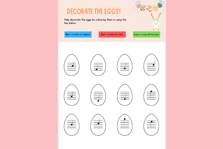 Decorate The Eggs - Easter Music Worksheet - Schools Music Market